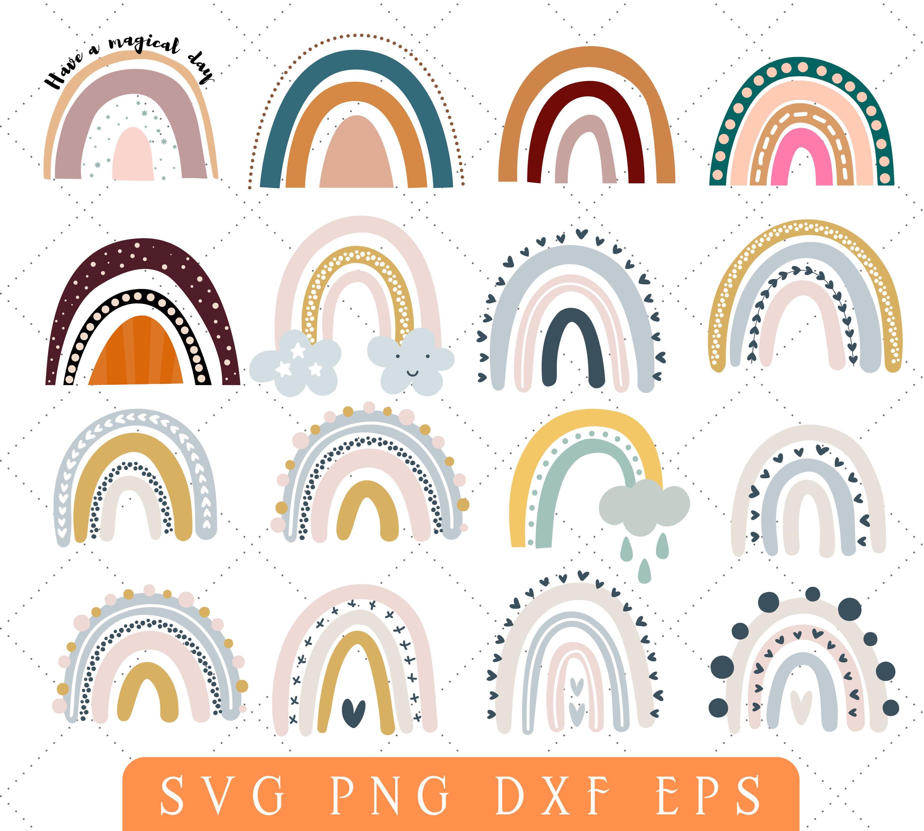 Boho Rainbow Svg BUNDLE, Cute Rainbow Svg, Boho Rainbow Clipart ...