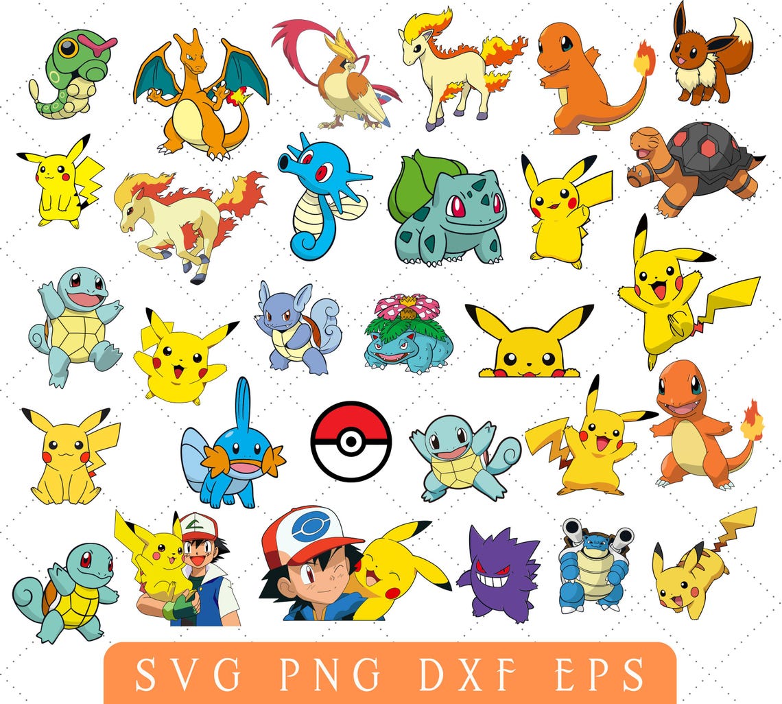 Pokemon Svg Bundle, Pokemon Clipart and Png Stickers, Cut Files for ...