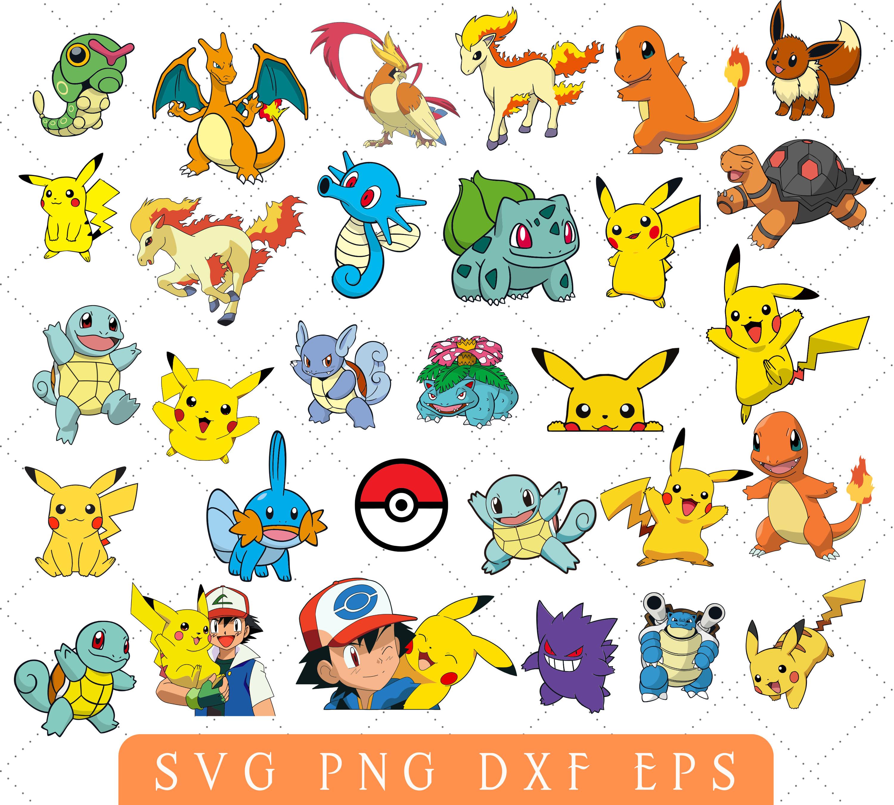 Pokemon Svg Bundle, Pokemon Clipart and Png Stickers, Cut Files for ...
