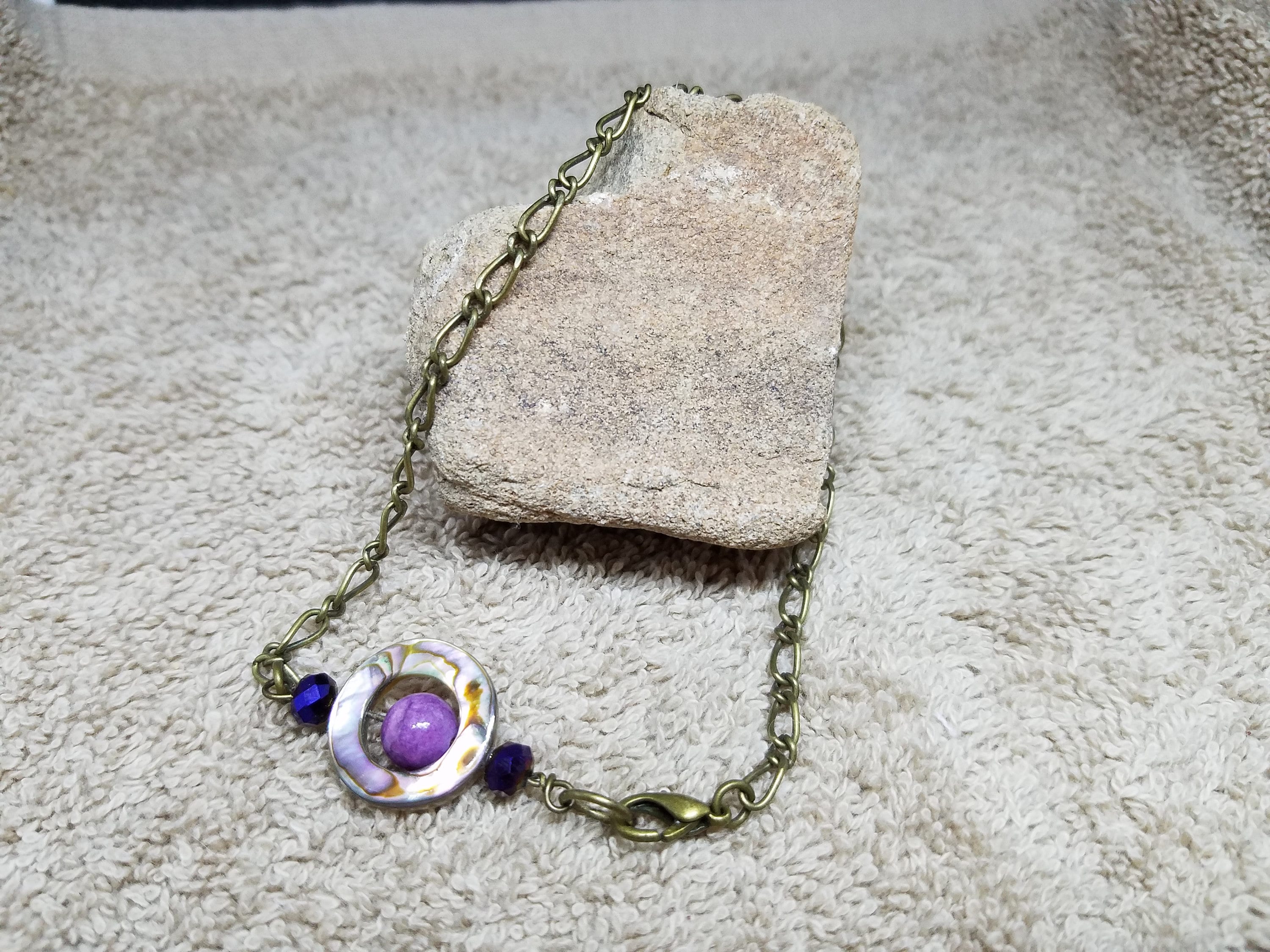 Purple Quartzite Abalone Ankle Bracelet Bridal Jewelry Sister | Etsy