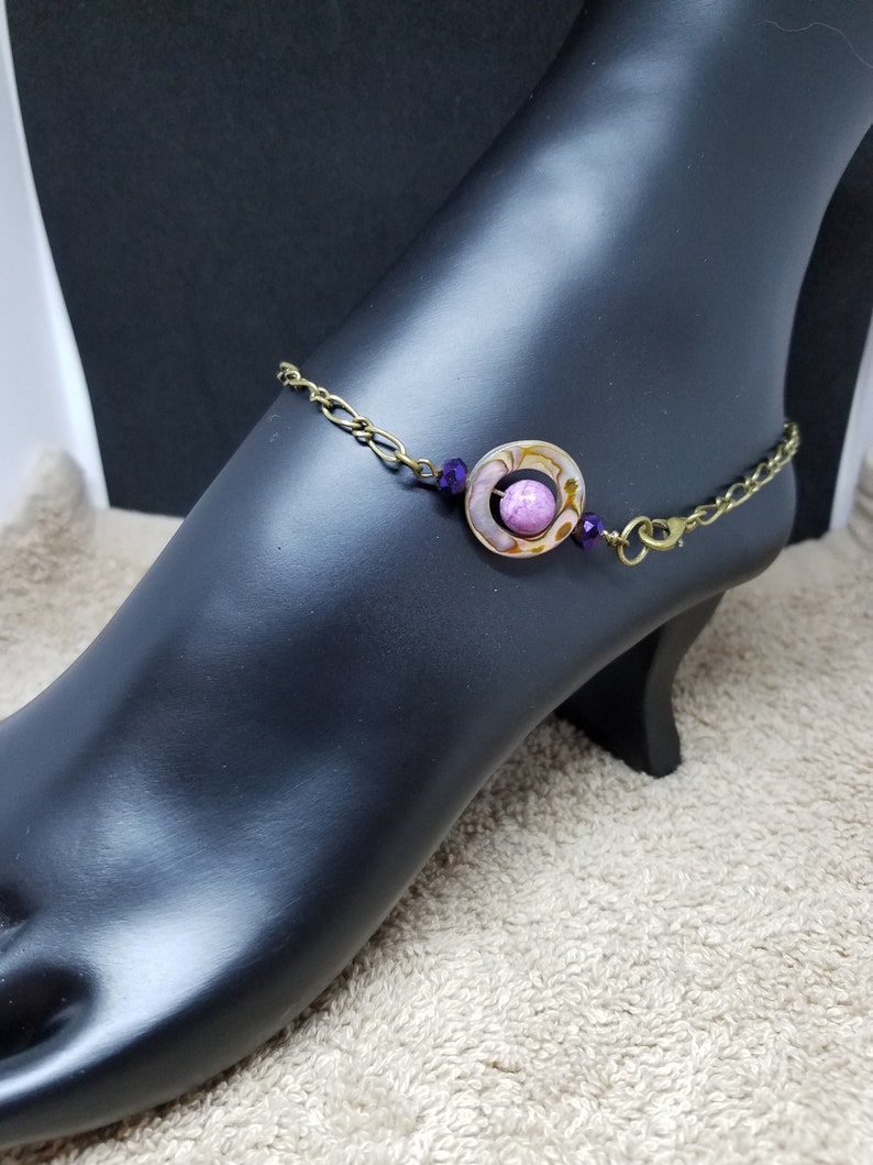 Purple Quartzite Abalone Ankle Bracelet Bridal Jewelry Sister | Etsy