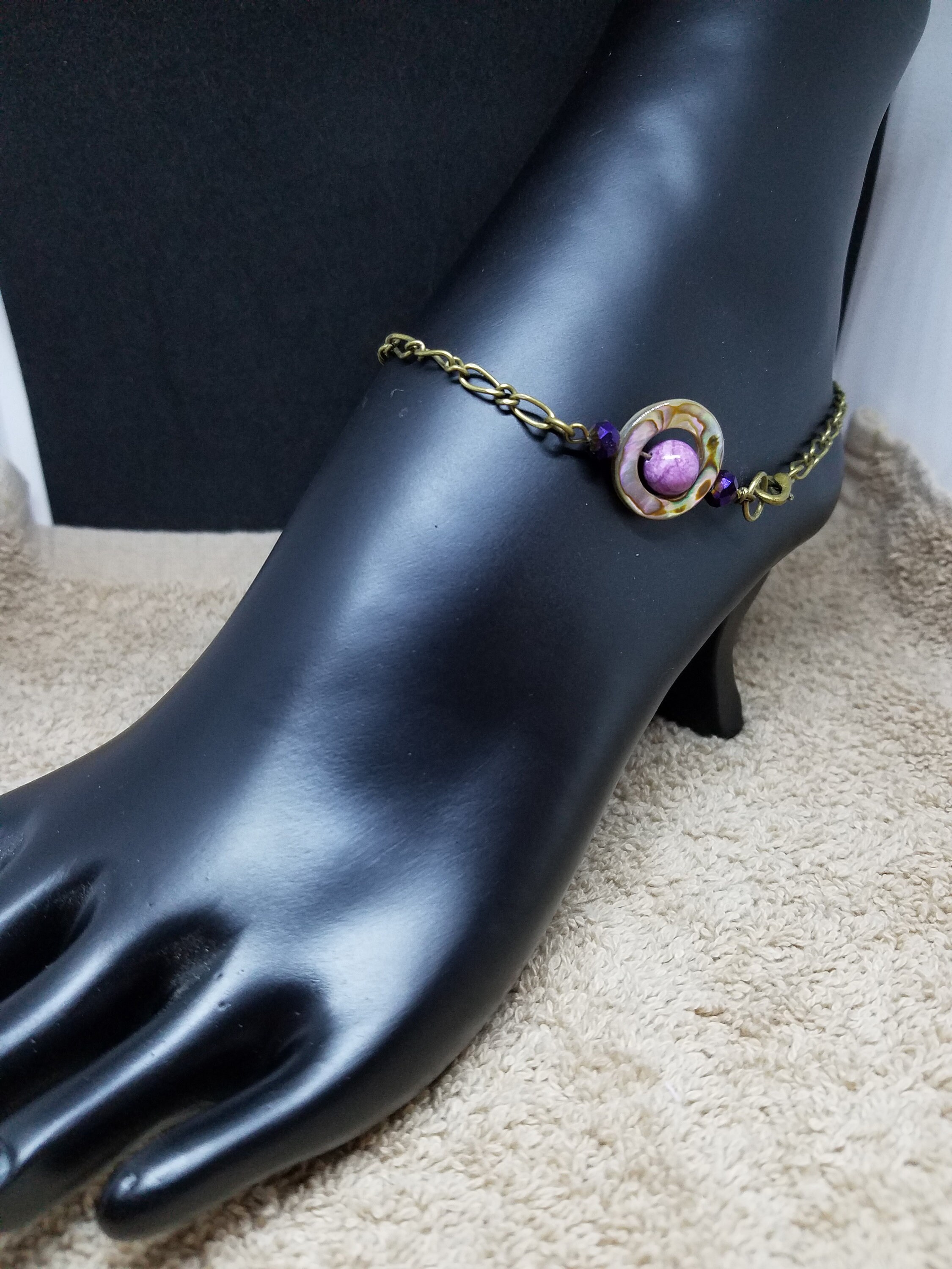 Purple Quartzite Abalone Ankle Bracelet Bridal Jewelry Sister | Etsy