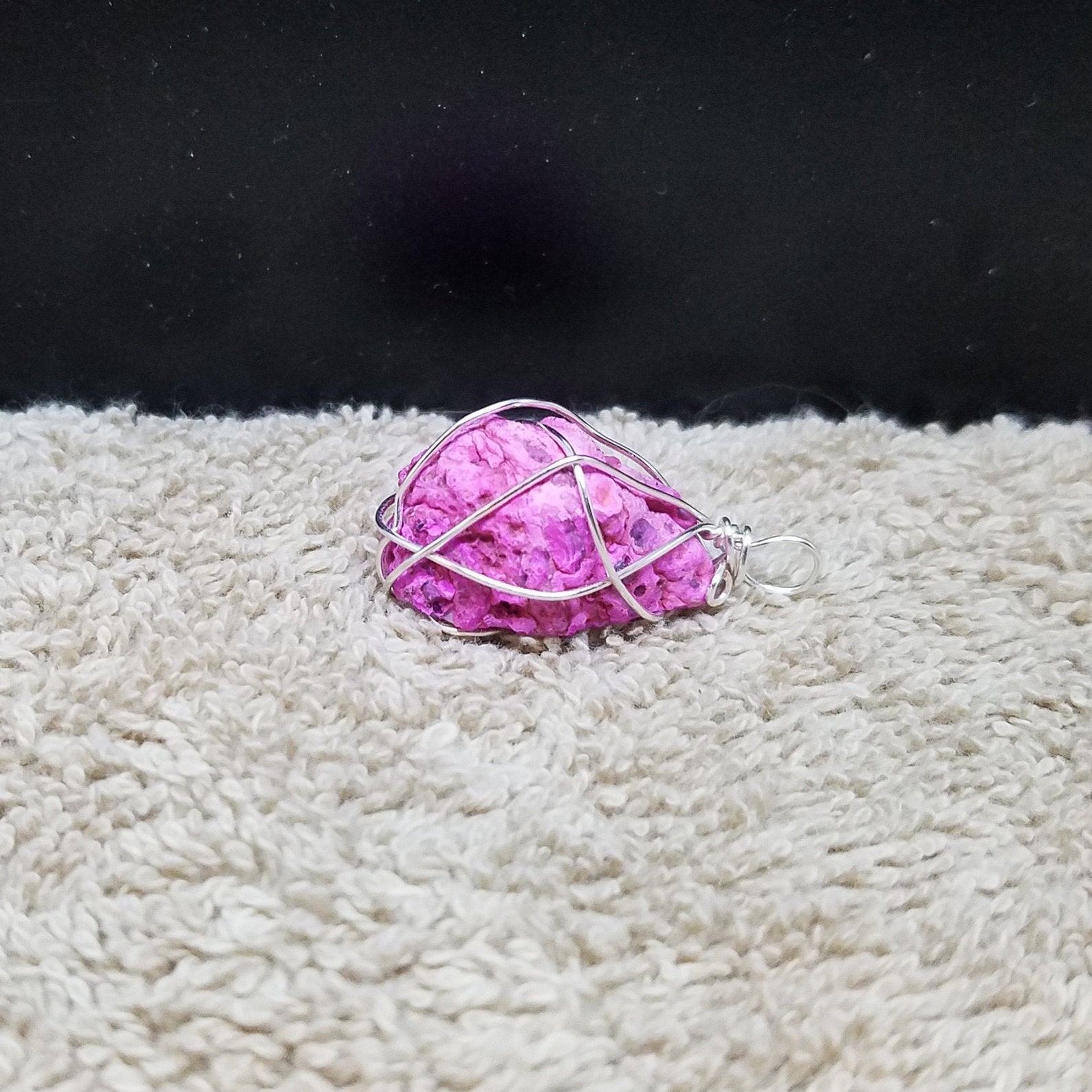 Pink Druzy Quartz Pendant Silver Wire Wrapped Pendant | Etsy