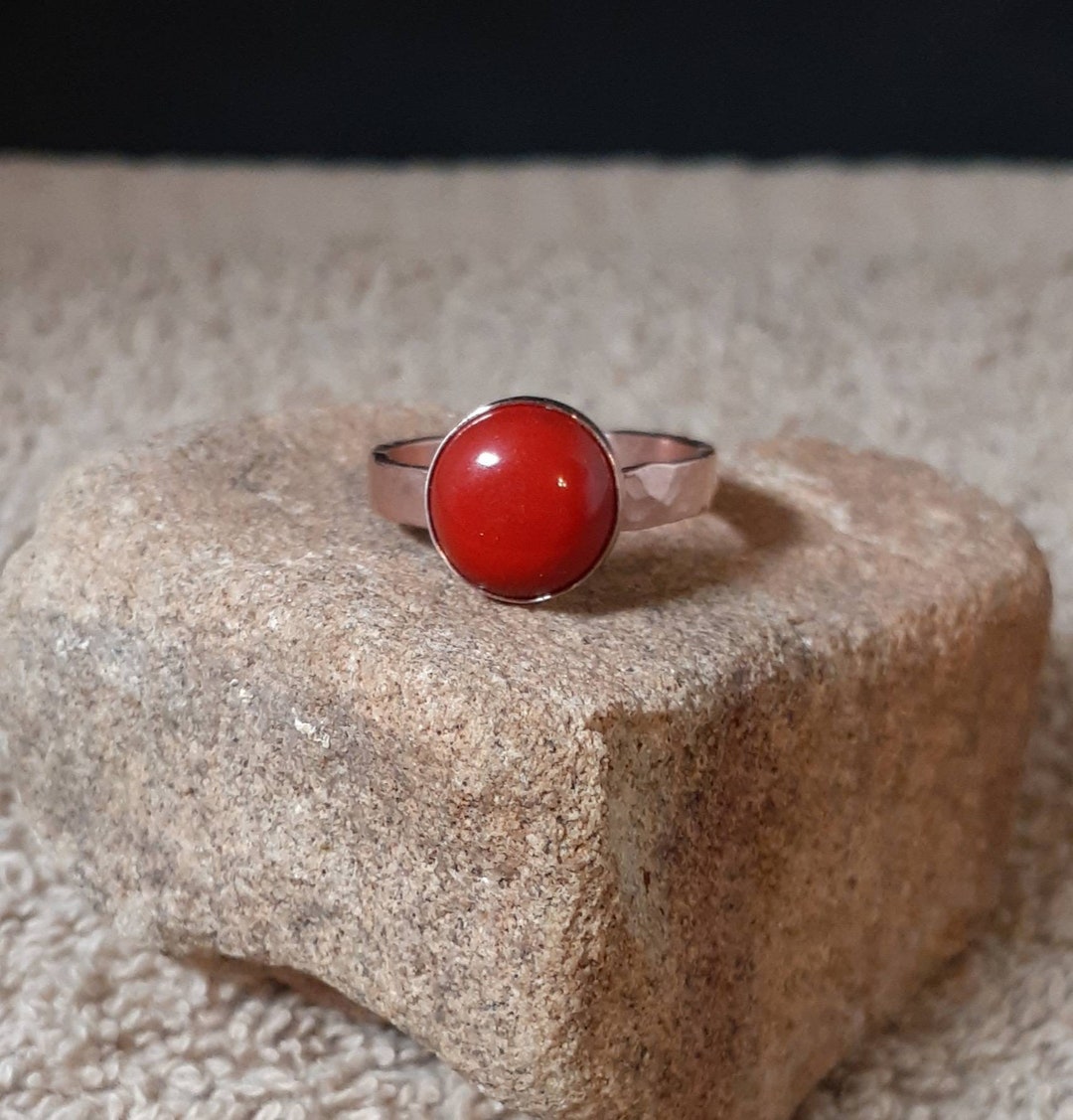 Red Coral Ring Copper Ring Handmade Jewelry Stacking Ring Boho Jewelry ...