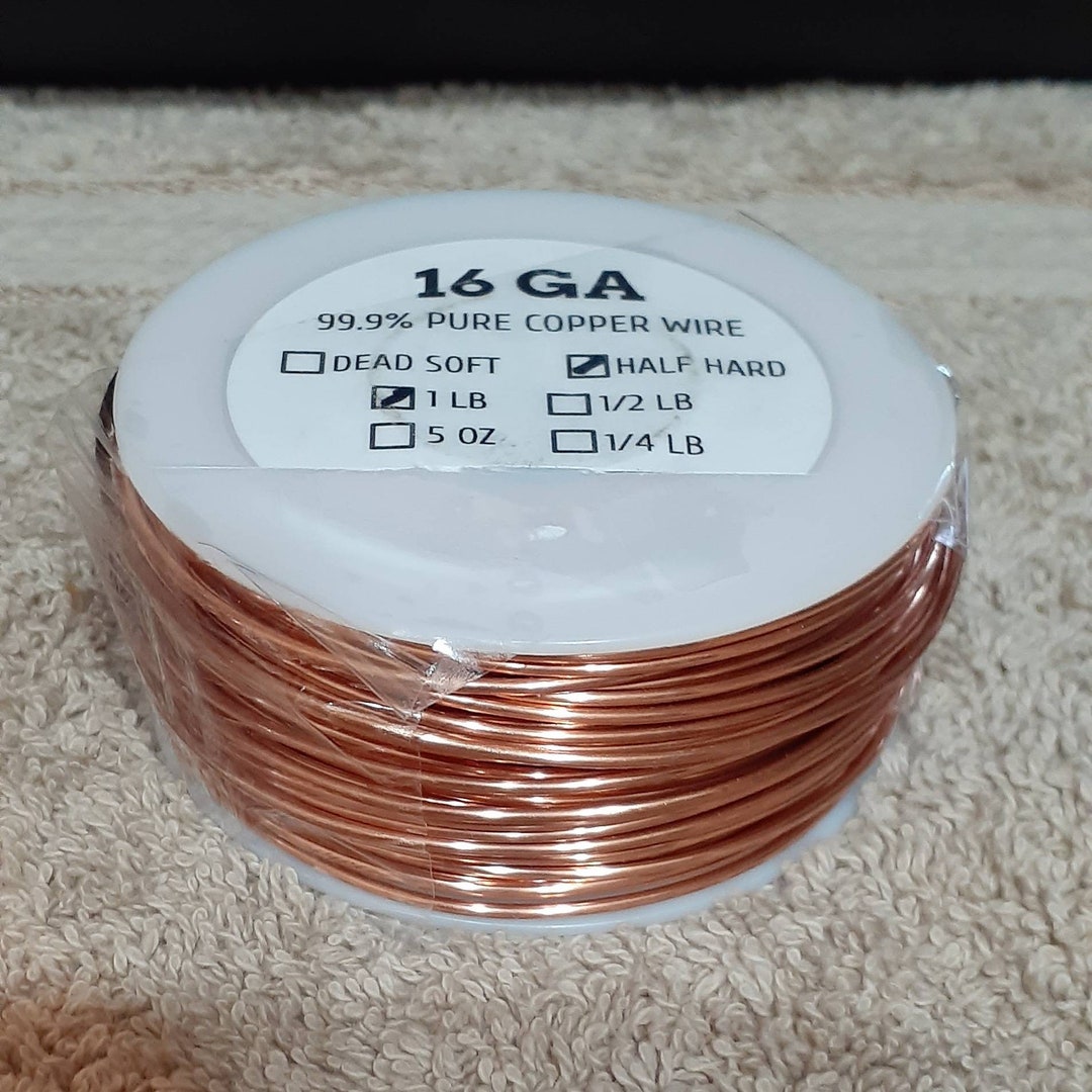 Copper Wire 1 Lb Bare Copper Wire 16 Gauge Round Half Hard 99.9% Pure ...