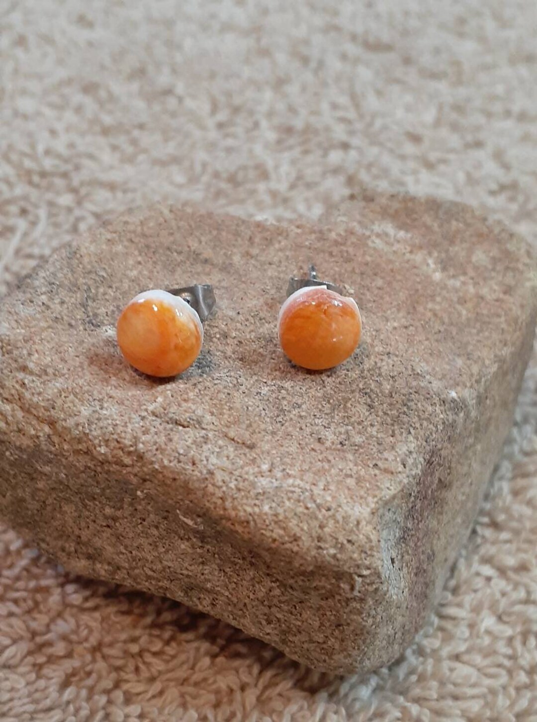 AAA Orange Spiny Oyster Shell Earrings Minimalist Earrings Stud ...