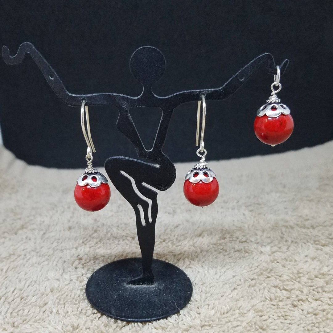 Red Fossil Stone Earrings and Pendant Valentines Day Gift Girlfriend ...