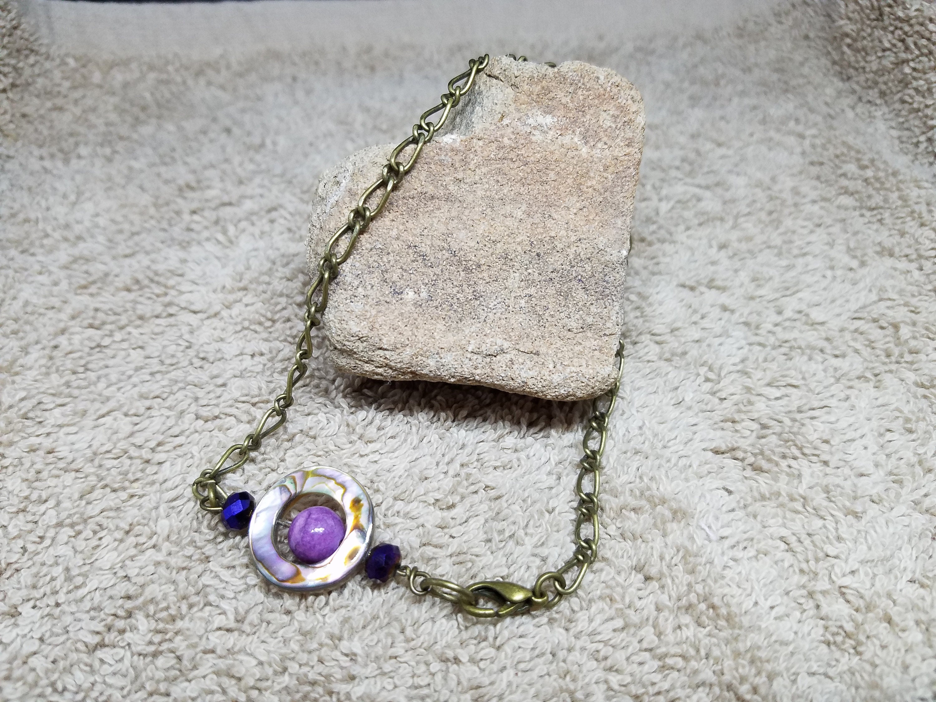 Purple Quartzite Abalone Ankle Bracelet Bridal Jewelry Sister Gift ...