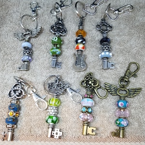 Key Ring Key Chain Antique Victorian Beaded Key Ring Bag Charm Purse ...