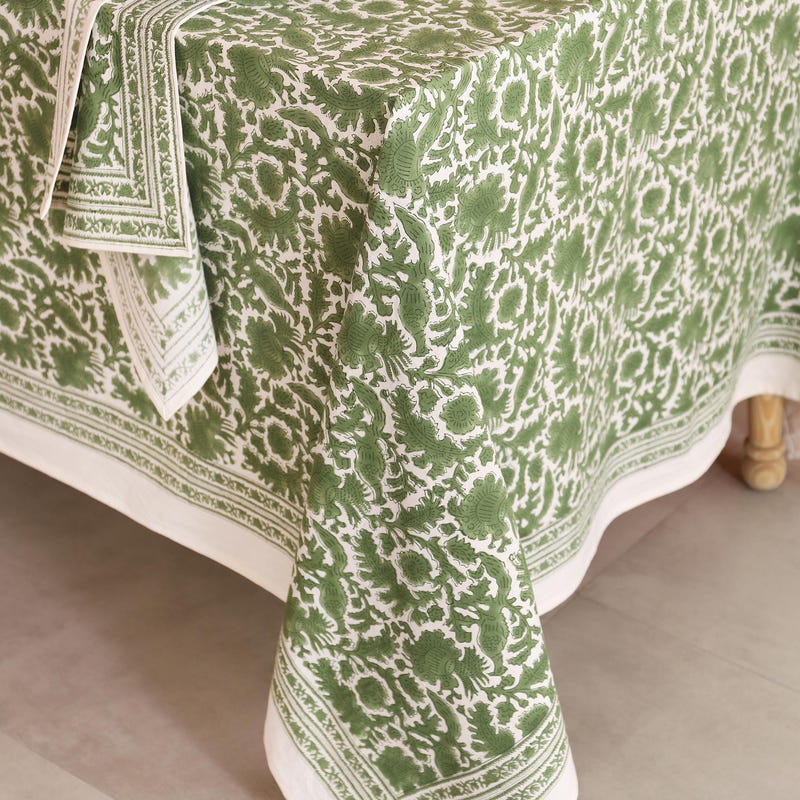 Green Toile Tablecloth Home Decor - Etsy
