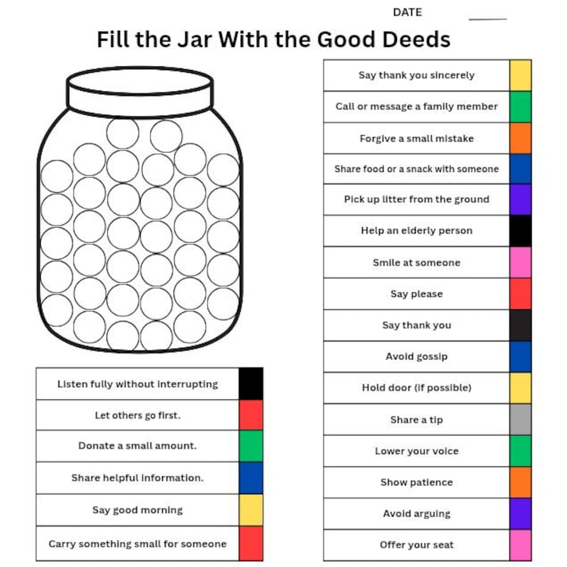 Good Deeds Jar Challenge Printable | Daily Kindness & Gratitude ...