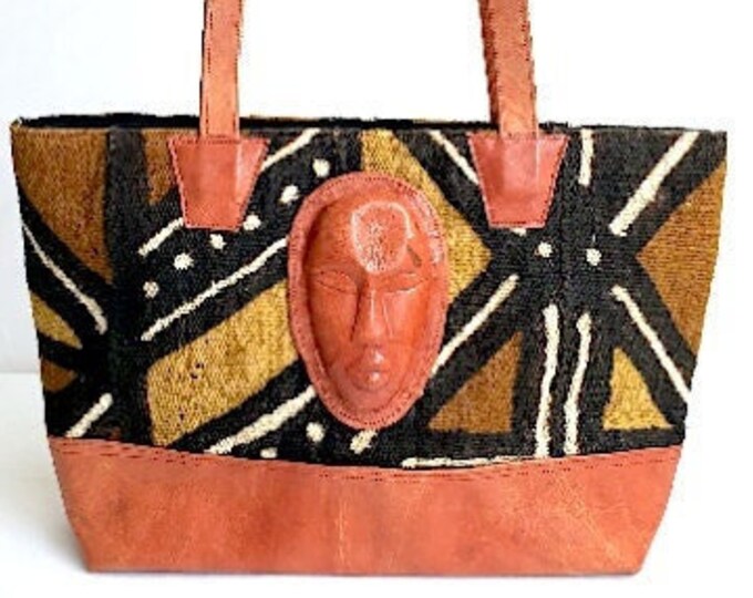 African Mudcloth Handbag From Ghana Authentic Leather Tote, African Art ...