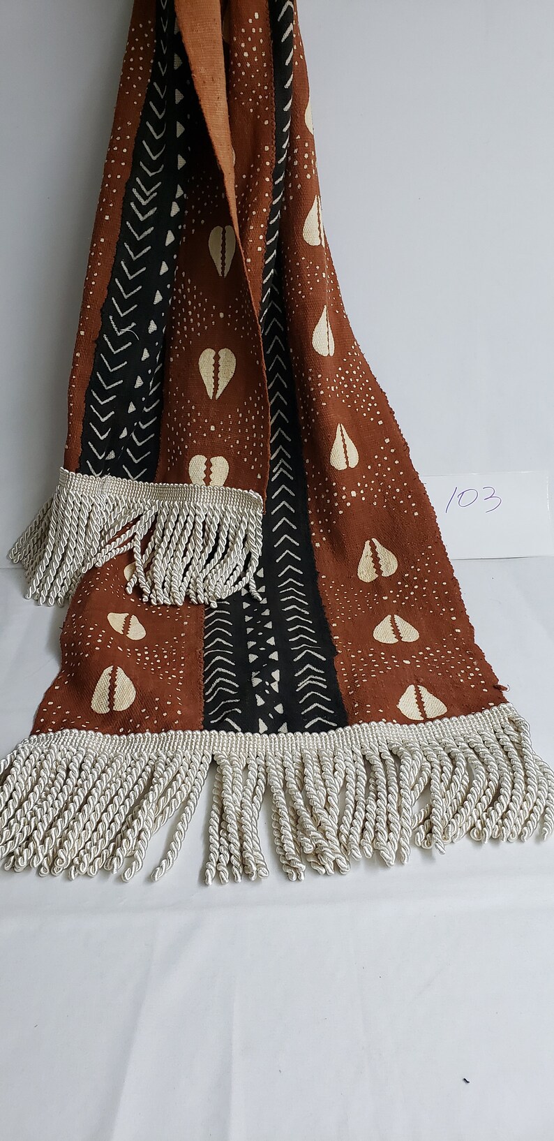 103 Authentic African Bògòlanfini Mudcloth Tablerunner or Throw 76 X 16 ...