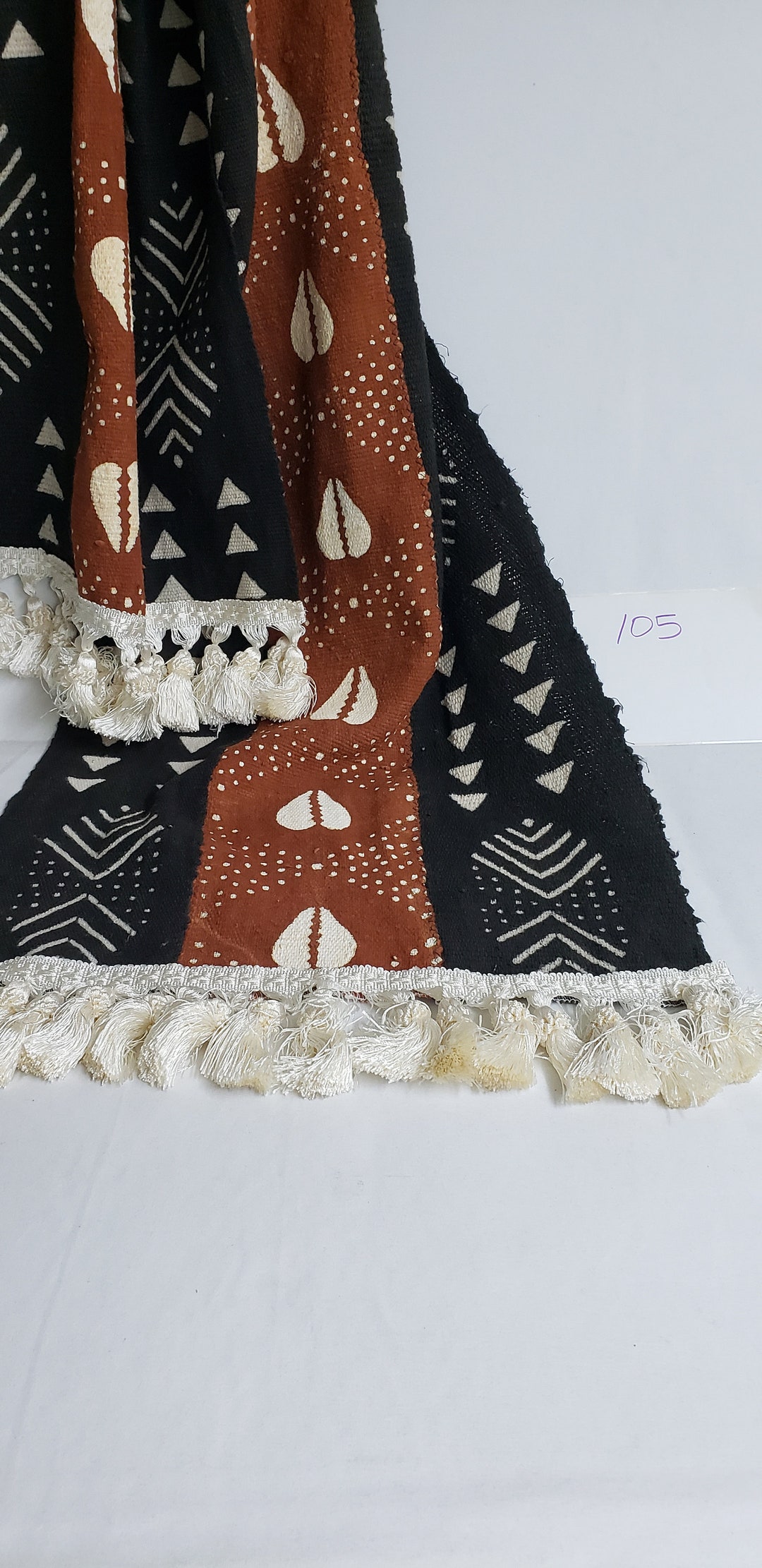 105 Authentic African Bògòlanfini Mudcloth Tablerunner or Throw 70 X 15 ...