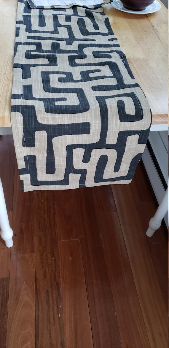 72 X 13 African Kuba Cloth Inspired Table Runner Dark - Etsy