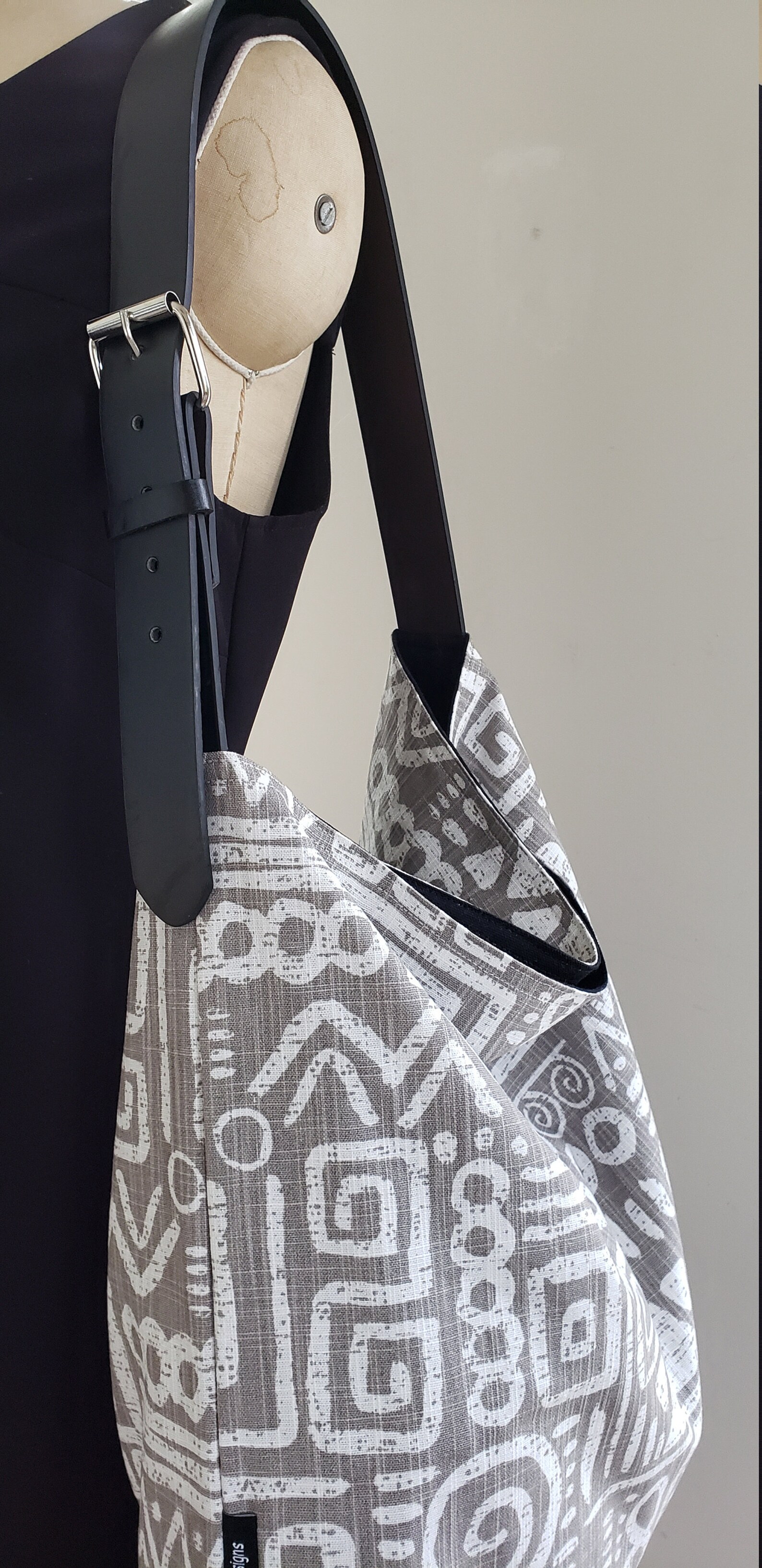 African Mudprint Mudcloth Hobo Tote Bag, Mud Cloth Handbag, Shoulder ...