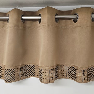 Beige Grommet Valance African Mud Cloth Print Ethnic Window Treatment ...