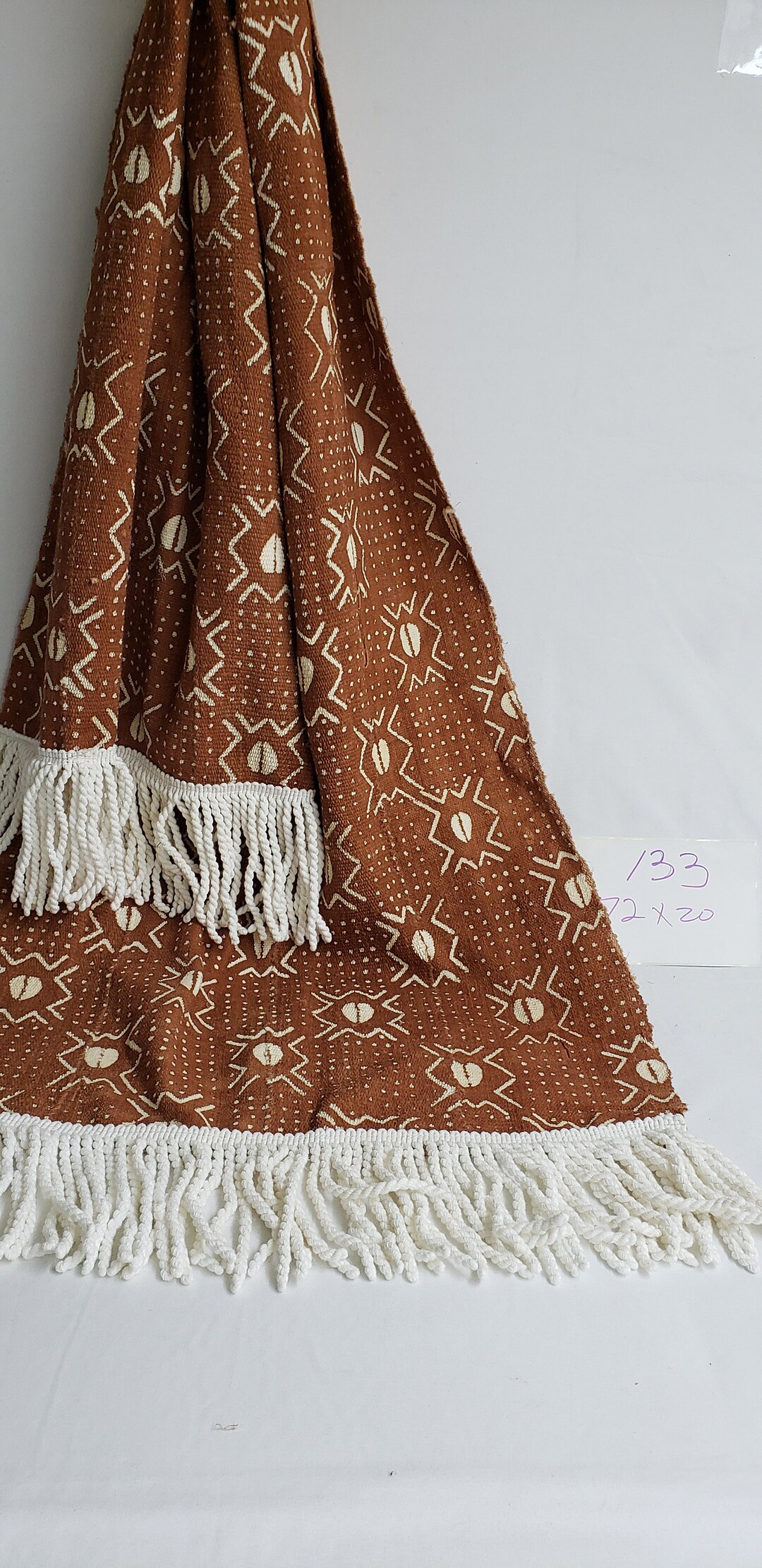 133 Authentic African Bògòlanfini Mudcloth Tablerunner or Throw 72" X ...