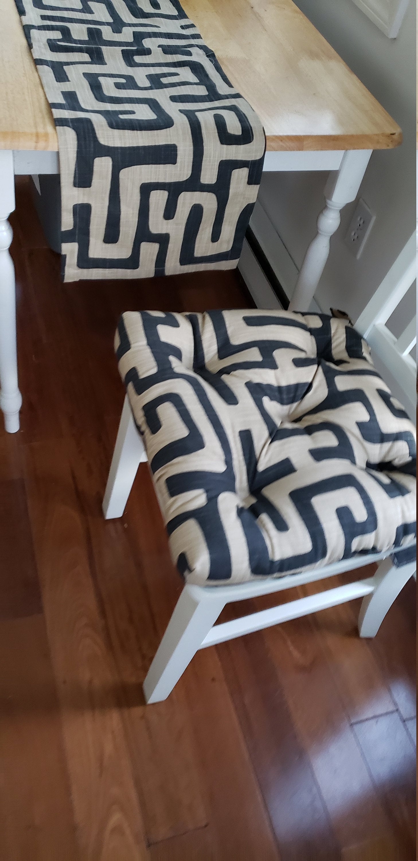 72 X 13" African Kuba Cloth Inspired Table Runner, Dark Brown and Beige ...