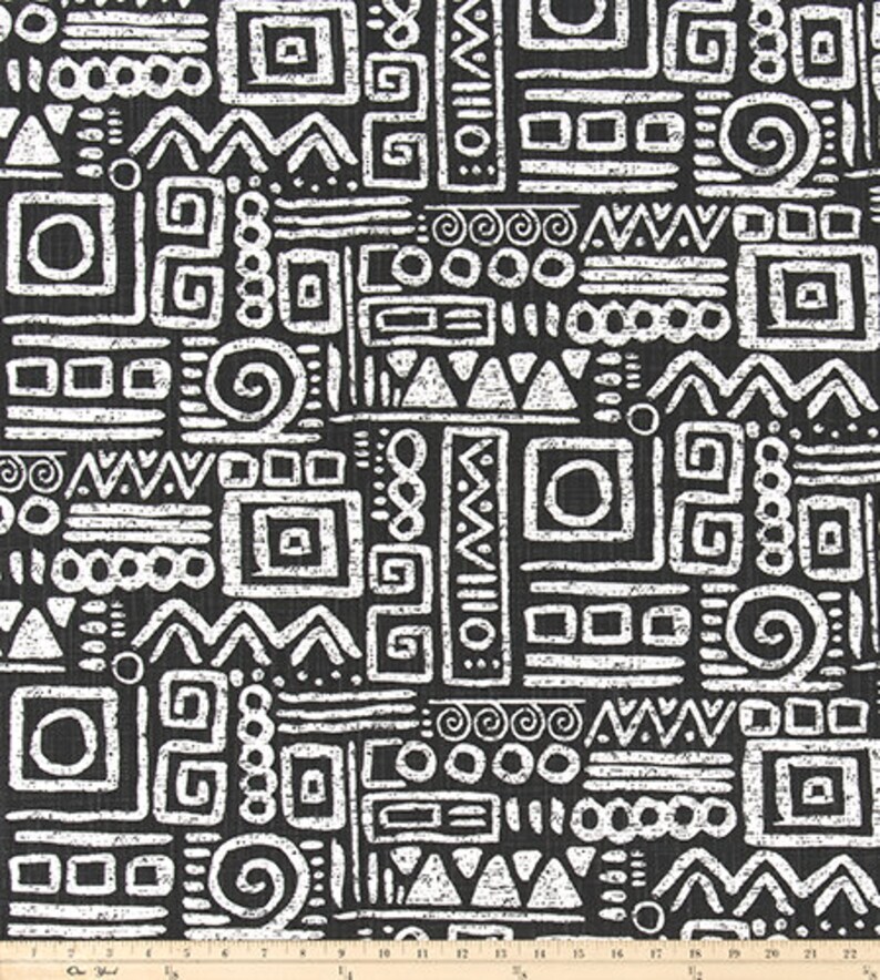 African Mud Print Shower Curtain, Glyphics Black and White Bathroom ...