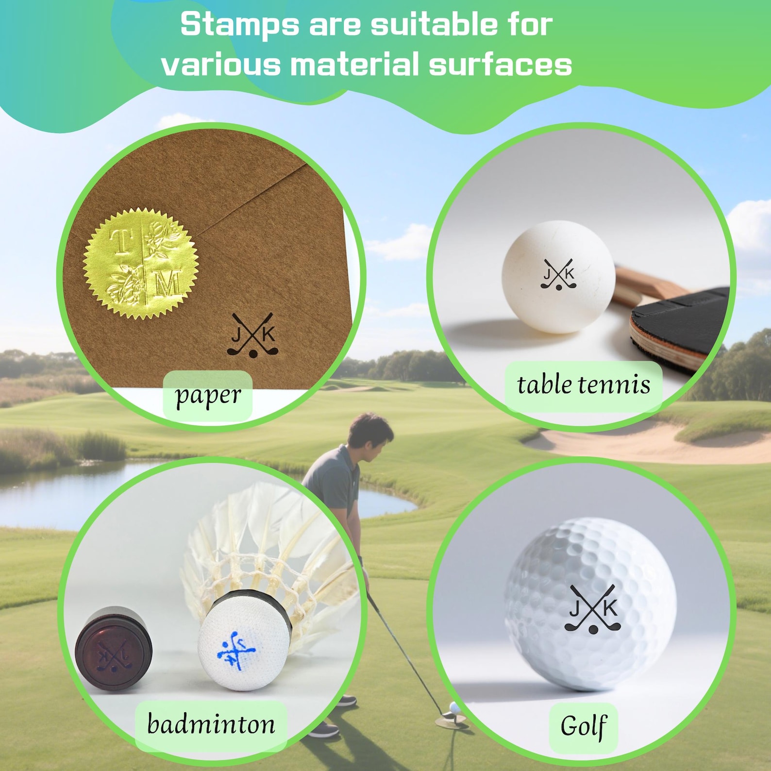 Custom Golf Ball Stamp-initial Golf Ball Marker-golf Ball Monogram ...