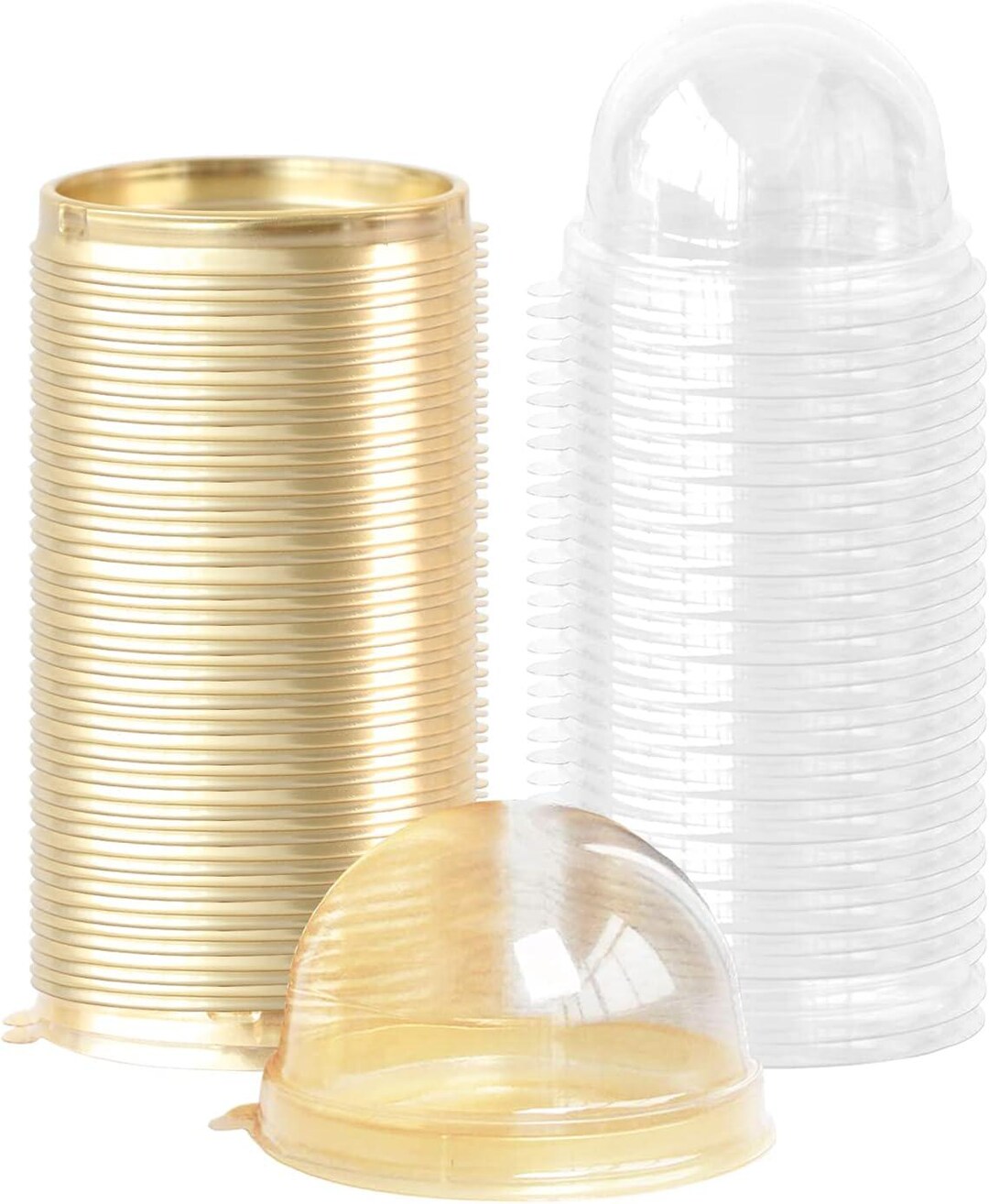 50 Set Clear Plastic Mini Cake Box, Round Cupcake Holders Plastic Egg ...