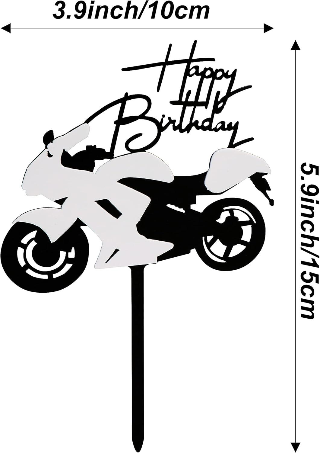 Acrylic Motorcycle Cake Topper Scooter Happy Birthday Cake Decorations ...