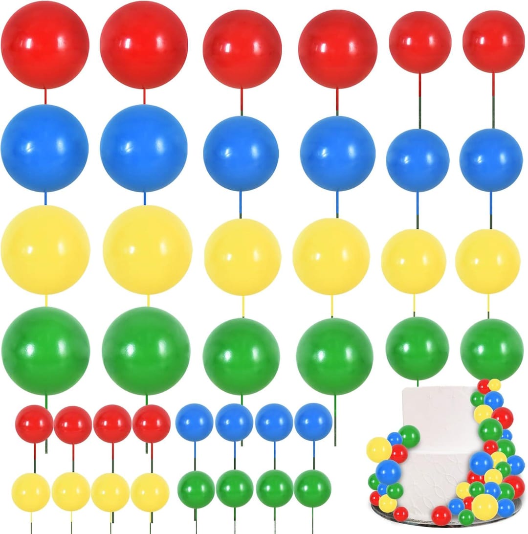 40 Pcs Mini Balls Cake Toppers - Foam Balls DIY Cake Topper Inserts for ...