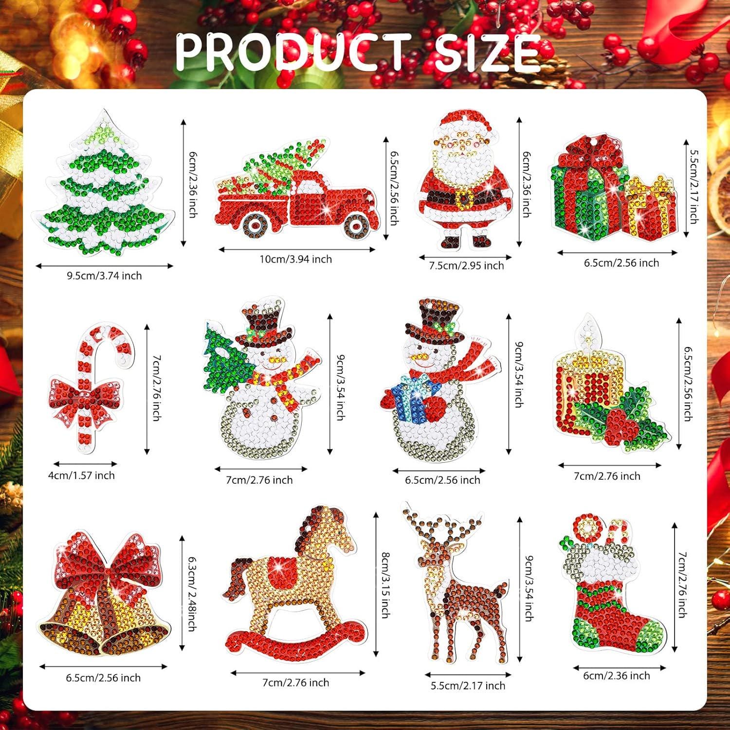 12 Pcs Diamond Art Christmas Ornaments Christmas Diamond Painting ...