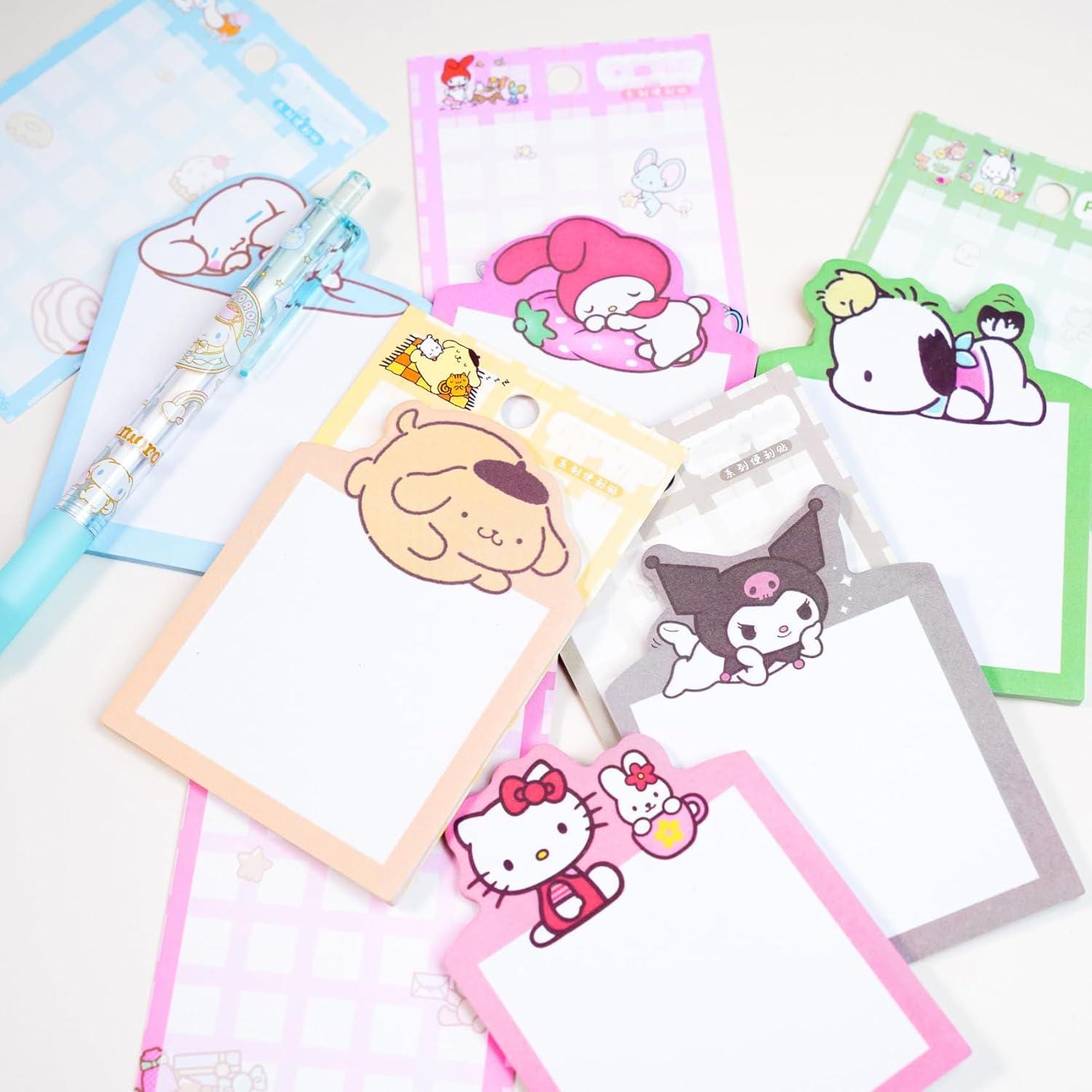 6 Pcs Kawaii Sticky Notes Cute Cartoon Self-stick Note Pads Kawaii ...