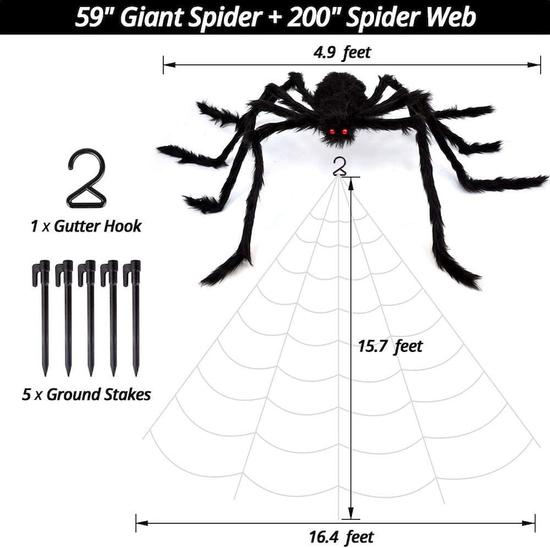 200" Halloween Spider Web Giant Spider Decorations Fake Spiders With ...