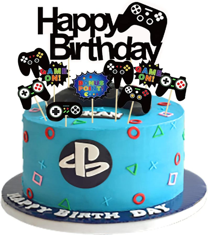 Video Game Cake Topper 11 Pcs Video Game Theme Double Sided Glitter ...