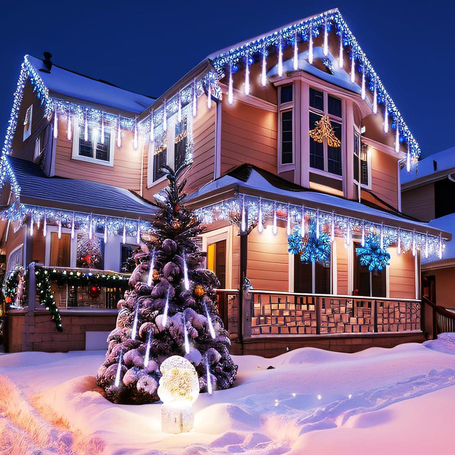 Christmas Lights Outdoor, 8 Tubes Meteor Shower Lights LED Snow Falling ...