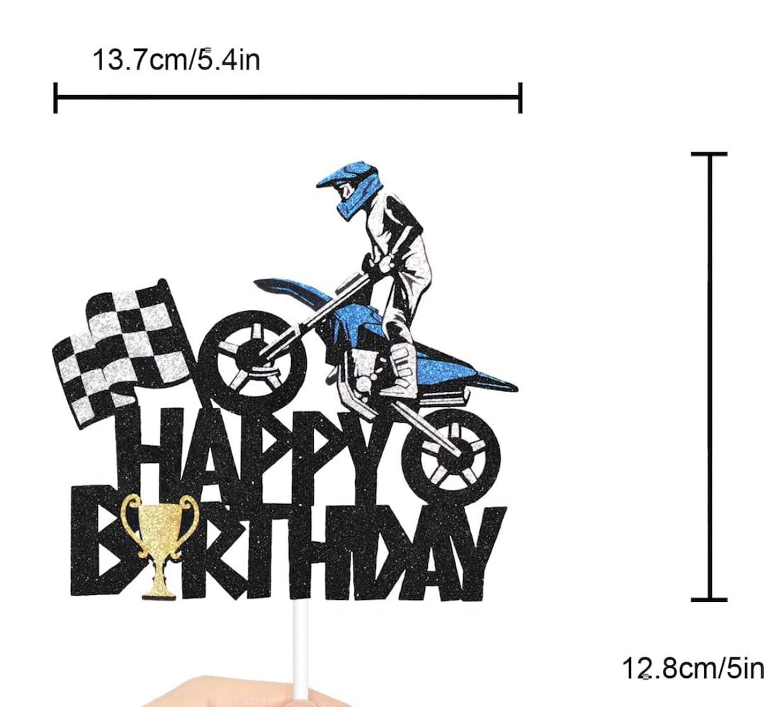 Motorcycle Happy Birthday Cake Topper - Extreme Sports Racing Birthday ...