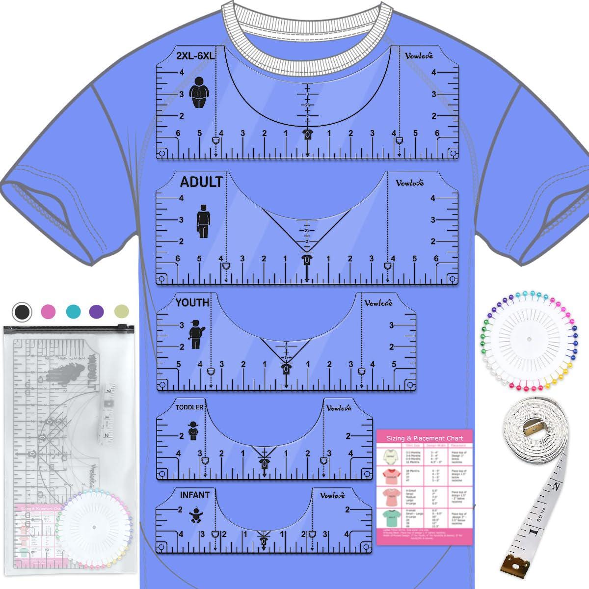 Tshirt Ruler Guide Vinyl Alignment, Shirt Measurement Tool Placement ...