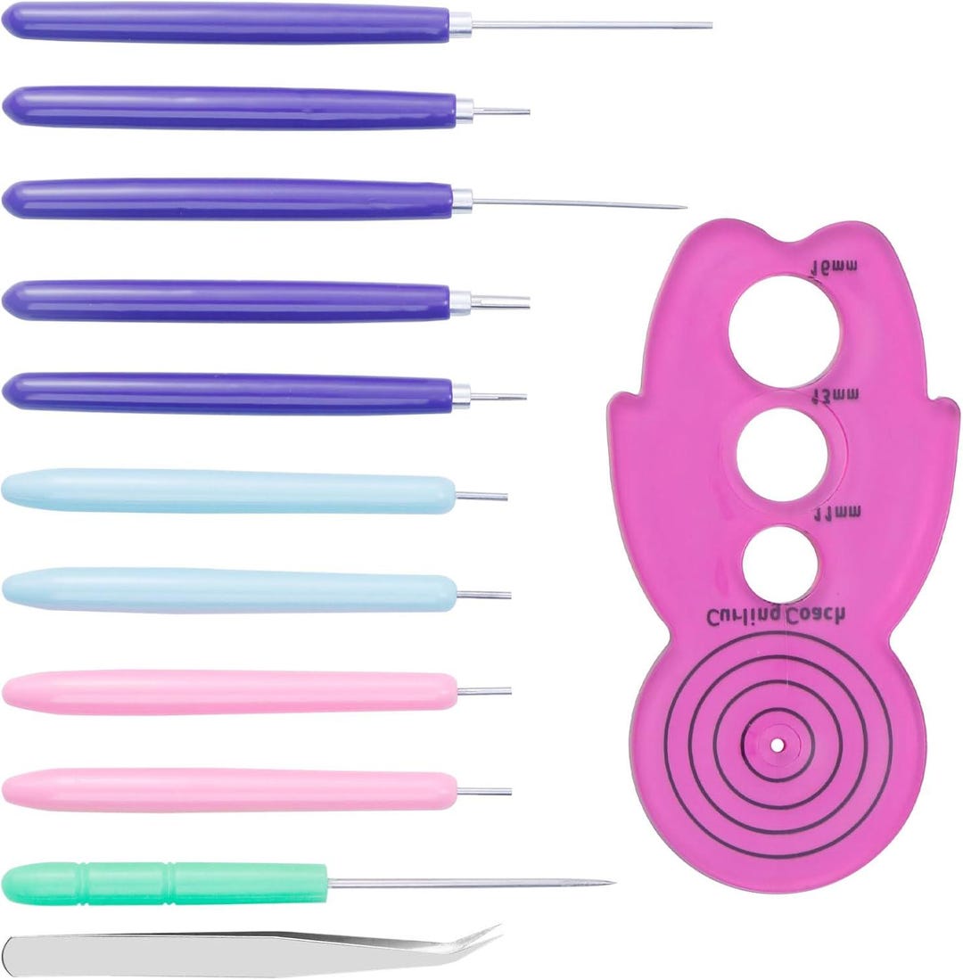 12 PCS Paper Quilling Tool Slotted Kit, Multifunction Paper Cardmaking ...