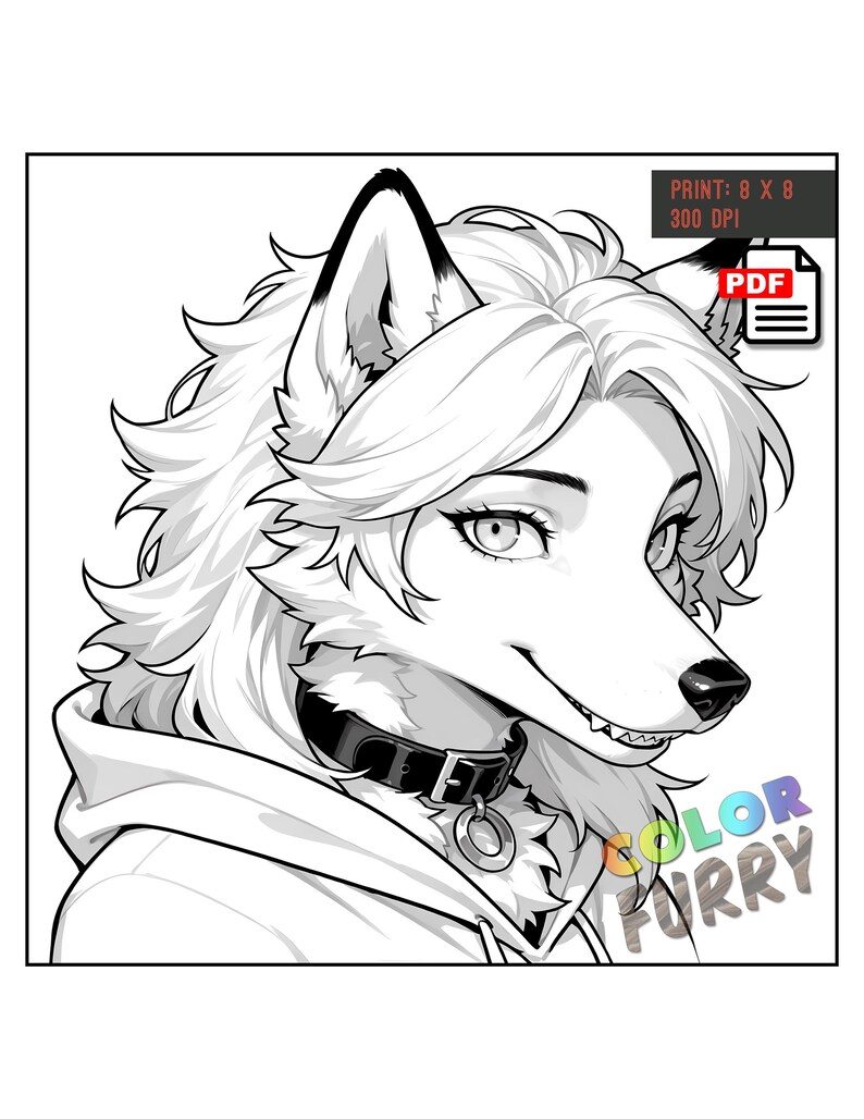 Diy-printable-canine-coloring Page-digital Download-furry Art Base ...