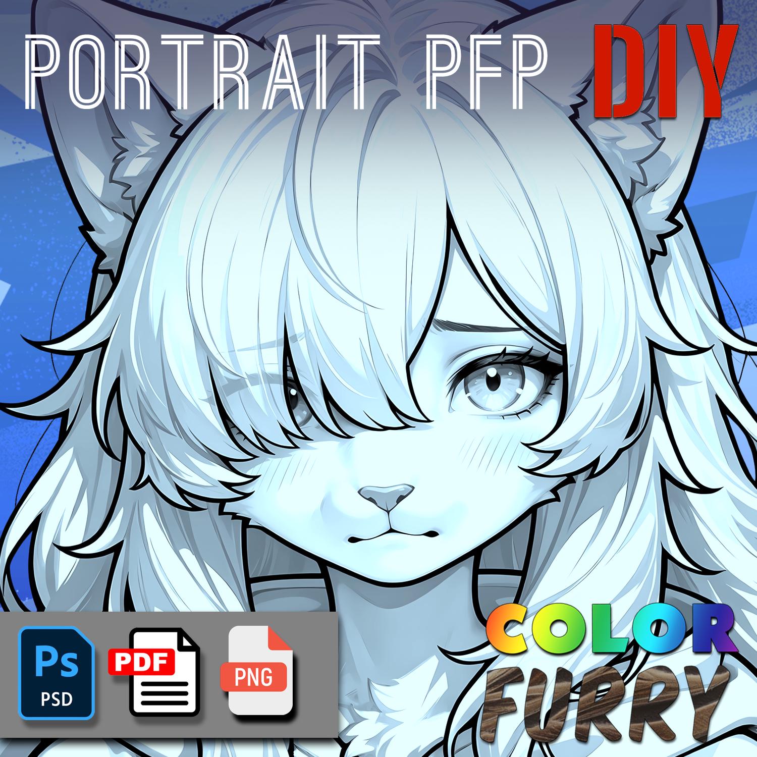 Diy-printable-feline-coloring Page-digital Download-furry Art Base ...
