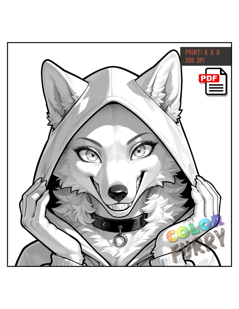 Diy-printable-canine-coloring Page-digital Download-furry Art Base ...