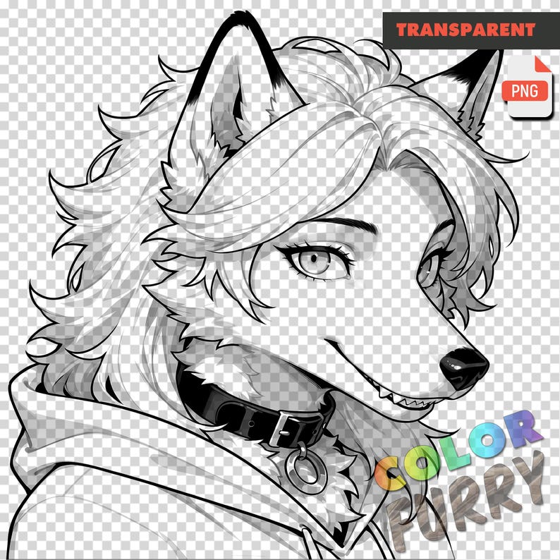 Diy-printable-canine-coloring Page-digital Download-furry Art Base ...