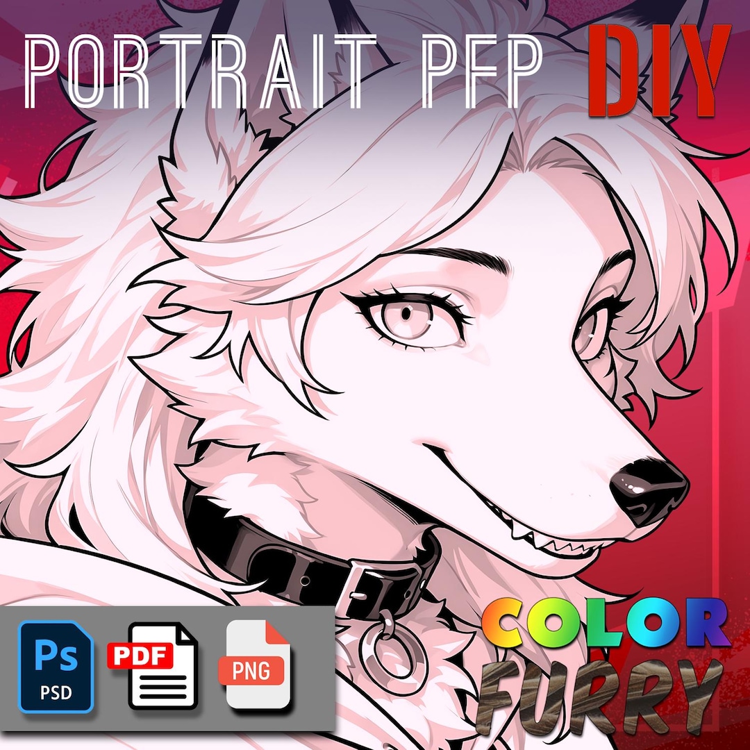 Diy-printable-canine-coloring Page-digital Download-furry Art Base ...