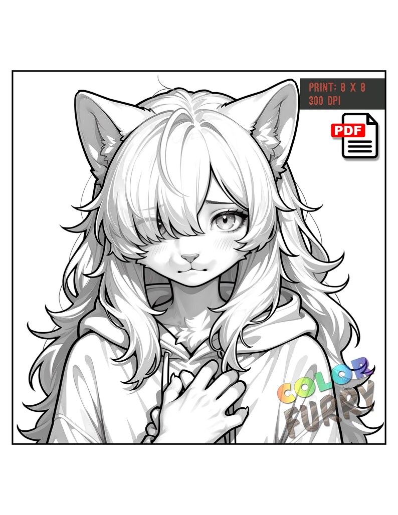 Diy-printable-feline-coloring Page-digital Download-furry Art Base ...