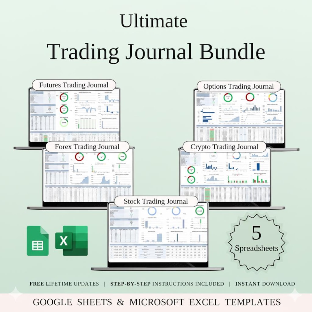 5 in 1 Trading Journal Bundle | Futures, Forex, Stocks (google Sheets ...
