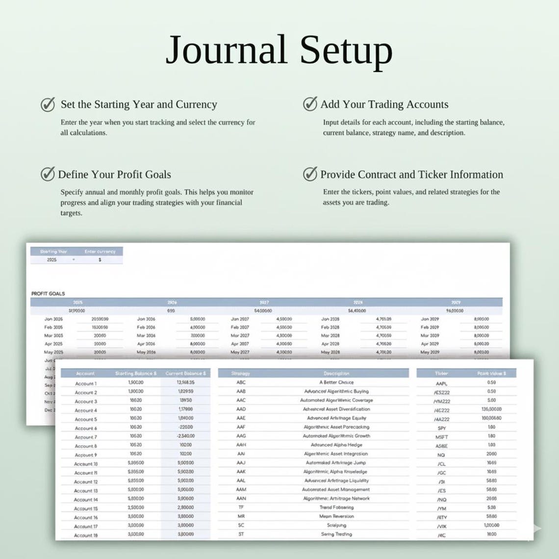 Futures Trading Journal Template for Google Sheets and Excel Futures ...