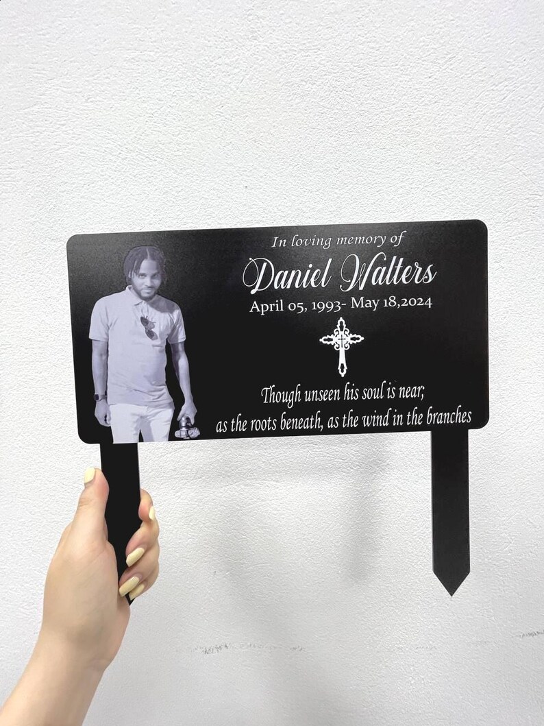 Personalized Memorial Plaque With Photo – Custom Outdoor Grave Marker ...