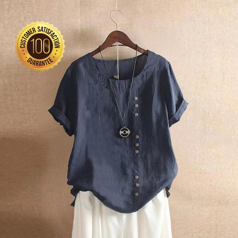 Linen Shirt for Women's Vintage Shirt Linen Clothing Linen Blouses Long ...