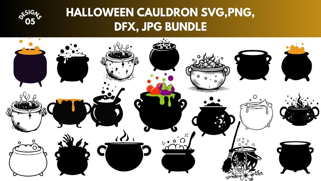Halloween Cauldron SVG Bundle | Witch Potion Pot Clipart | Spooky ...