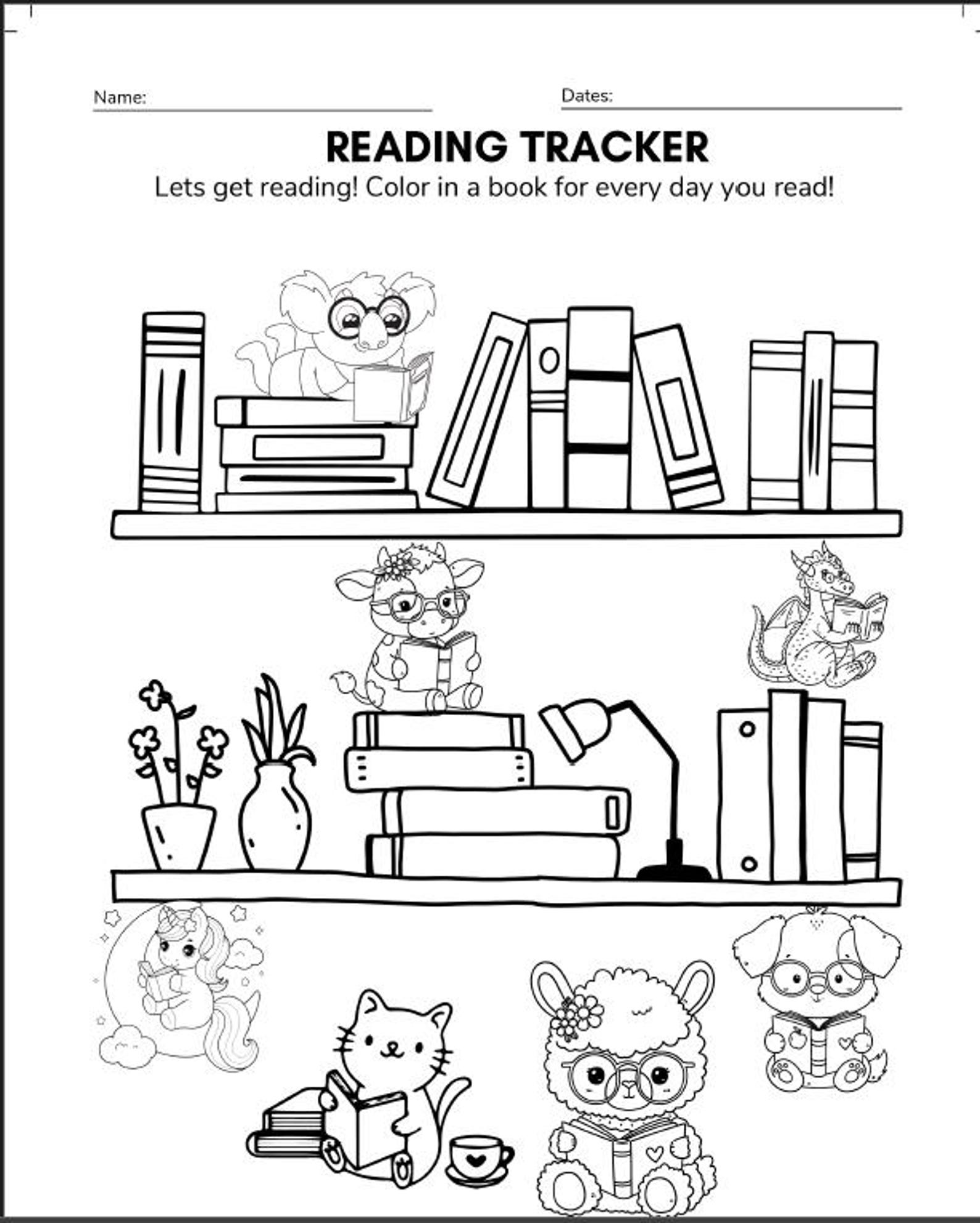Personalized Kids Reading Tracker | Printable Reading Log | Custom ...