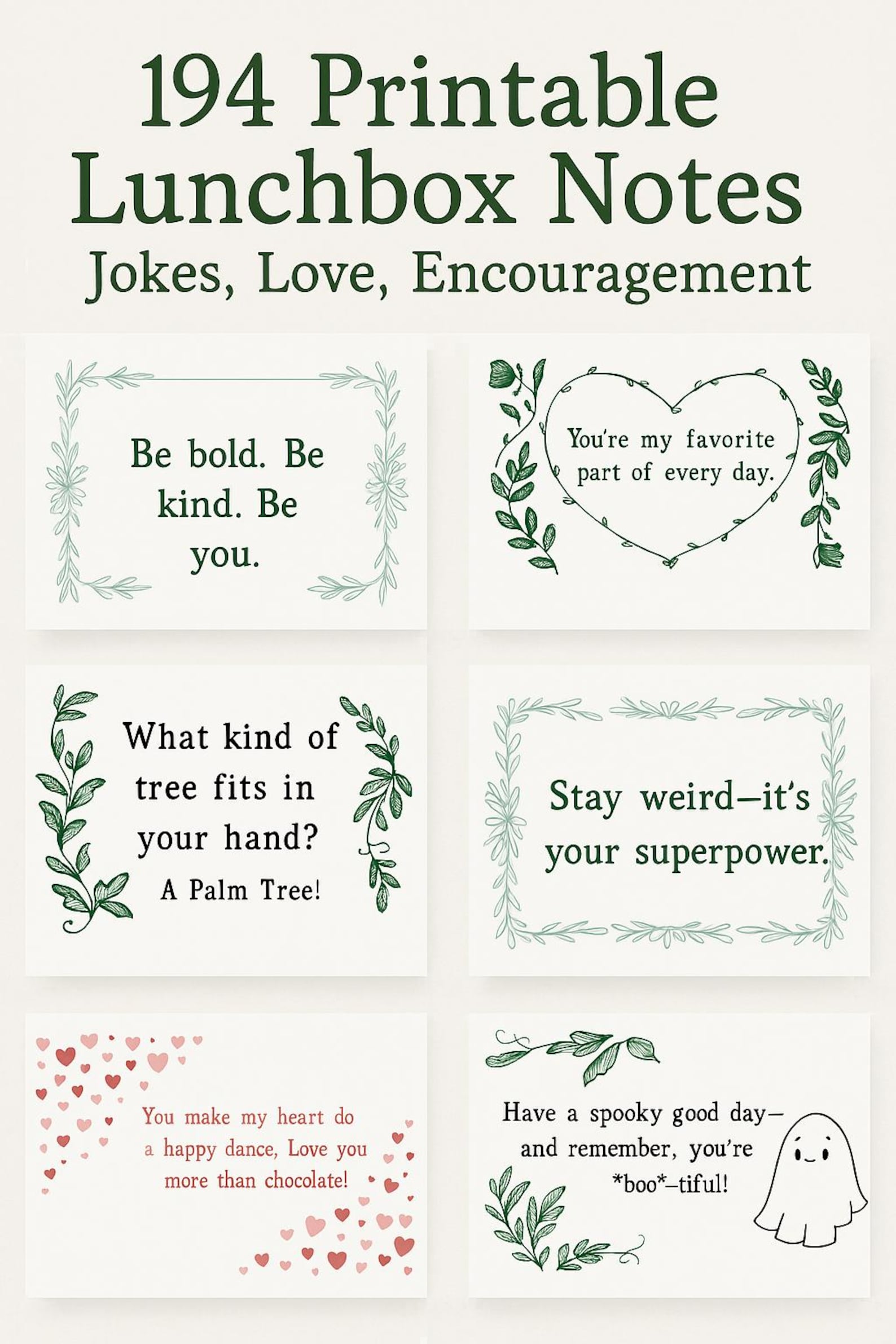 194 Printable Lunchbox Notes | Jokes, Love Notes, Encouragement for ...