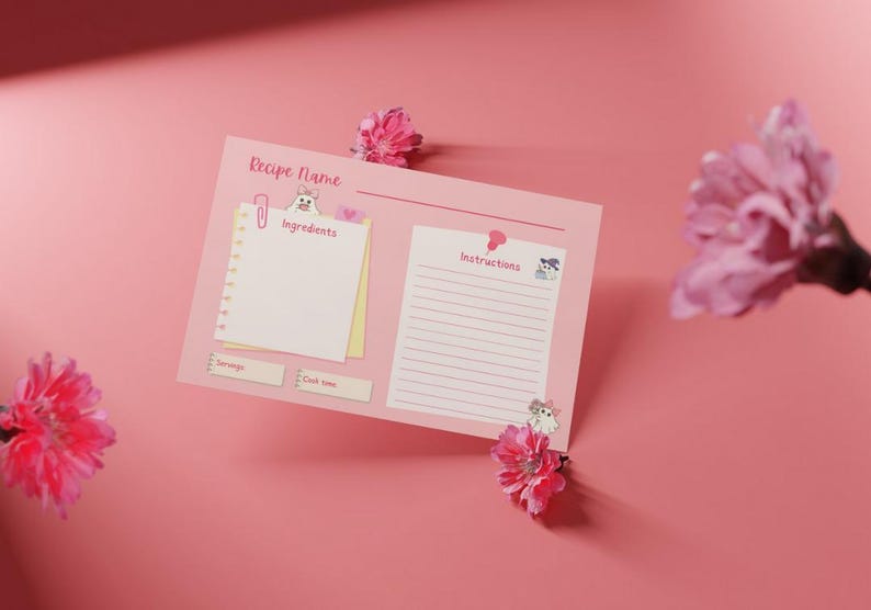 Cute Pink Printable Halloween Recipe Card Template | Printable Ghost ...